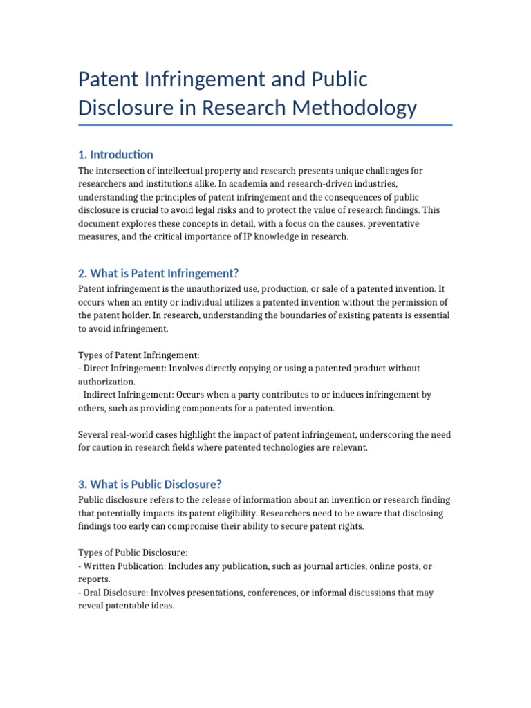 Patent Risks in Research Methodology | PDF | Patent | Intellectual Property