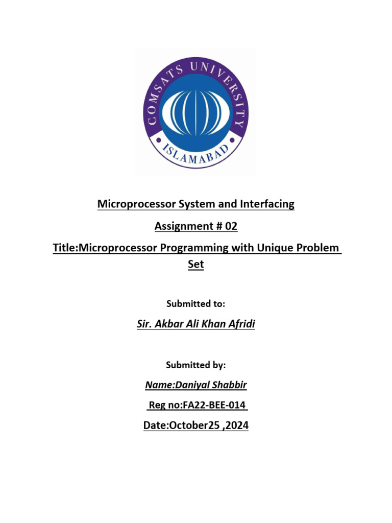 Msi Assignment 2 (Fa22-Bee-014) | PDF | Computer Programming | Computer Architecture