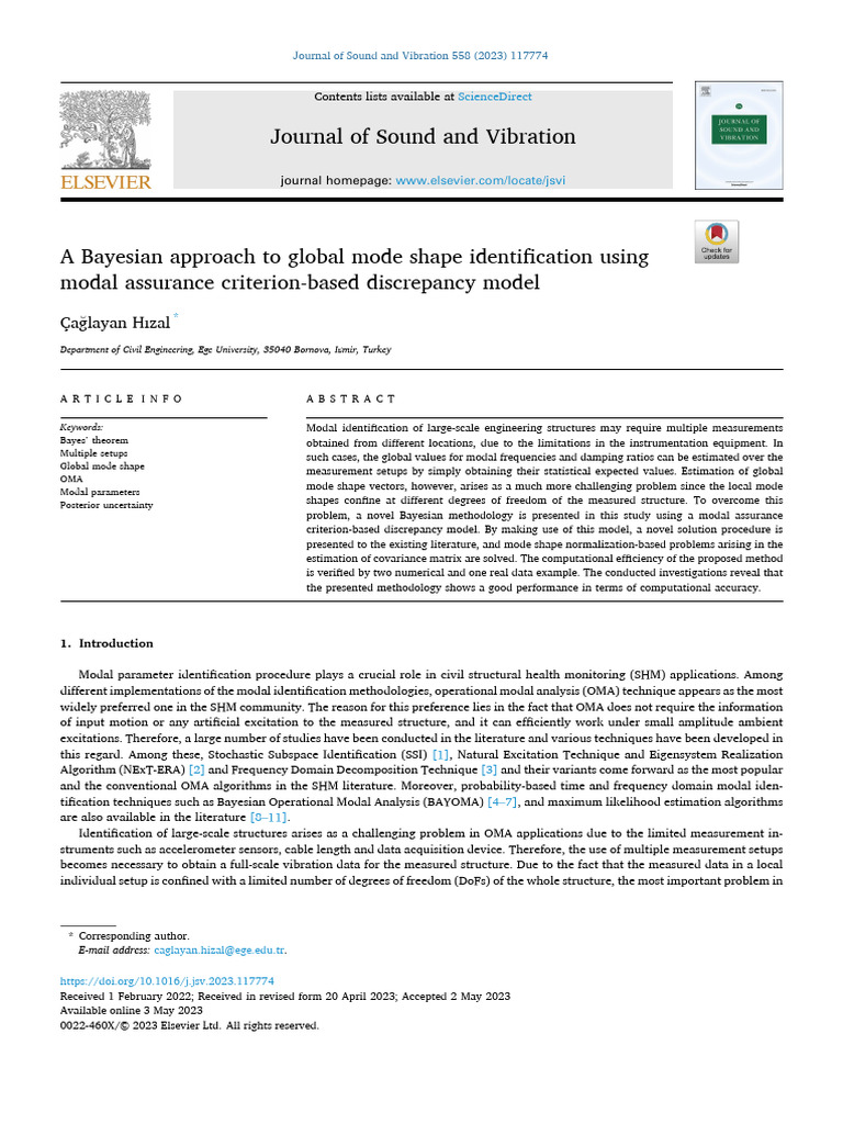 05 A Bayesian approach to global mode shape identification using modal ... 05 A Bayesian approach to global mode shape identification using modal ...