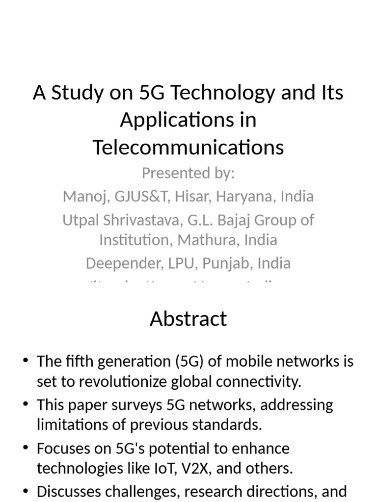 5G Technology Applications Overview | PDF | Internet Of Things ...