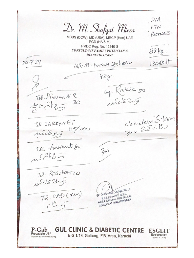 Mbbs (Dow), MD (Usa), MRCP (Hon) Uae | PDF