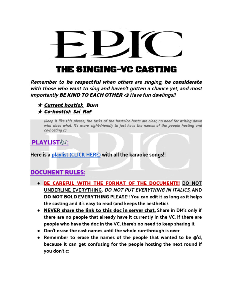 Karaoke Casting and Rules Guide | PDF | Language Arts & Discipline