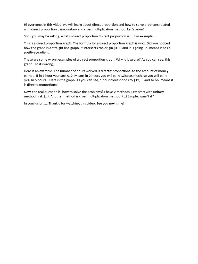 Direct Proportion Script | PDF