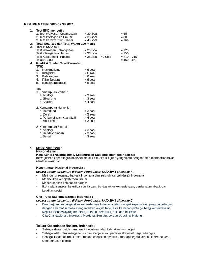 Resume Materi SKD CPNS 2024 | PDF | Kesehatan Holistik