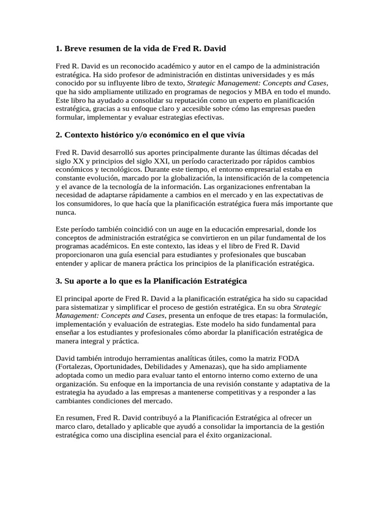 Fred R Davis | PDF | Planificación estratégica | Planificación
