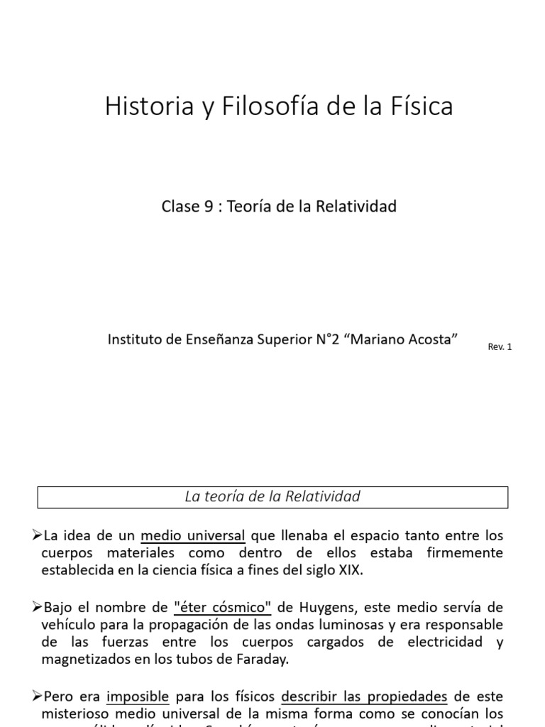 Teoría de la Relatividad: Fundamentos y Experimentos | PDF ...