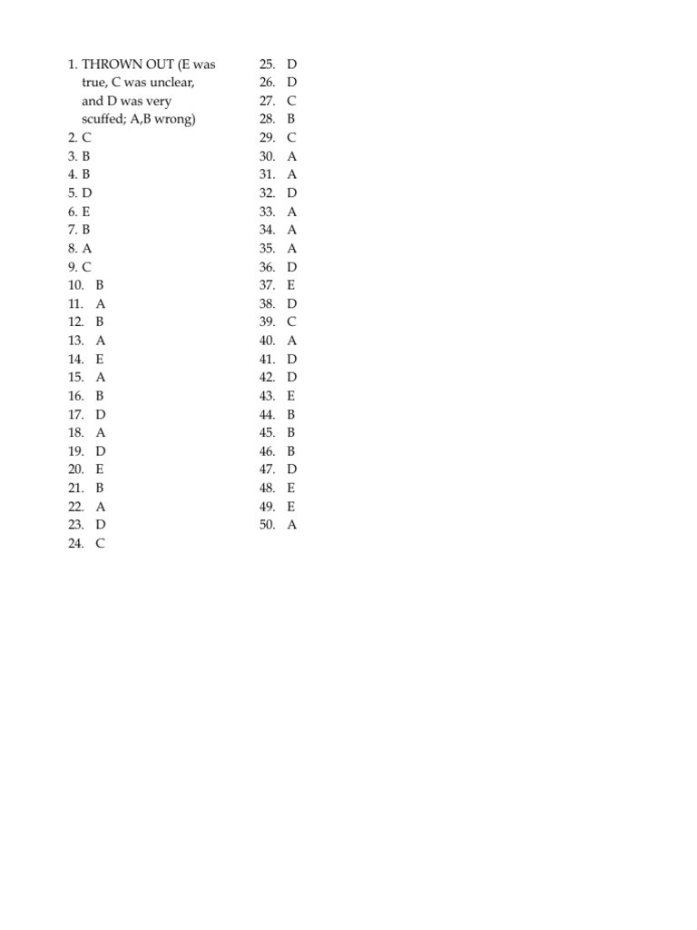 2021 BODS Mock Opens Answer Key | PDF