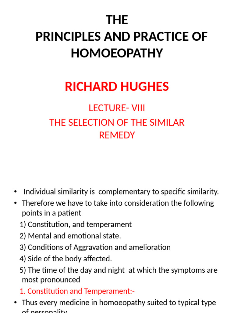 Lecture - Viii (The Selection of The Similar Remedy) | PDF | Homeopathy ...