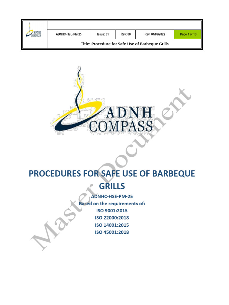 ADNHC-HSE-PM-25 SOP - Safe Use of Barbeque Grills | PDF | Barbecue ...