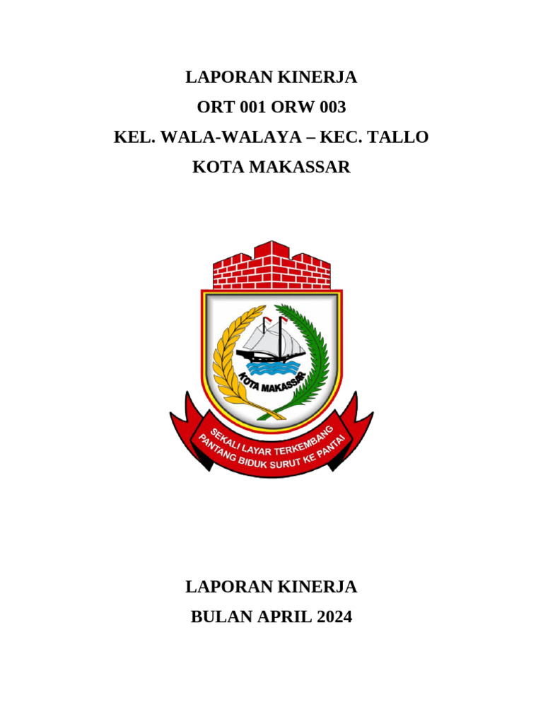 Laporan Kinerja RT 001 April 2024 | PDF