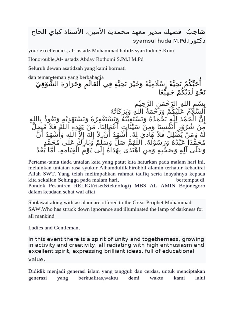 Teks MC Haflah VG | PDF