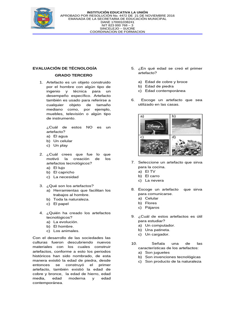 Examen de Informatica 3º | PDF