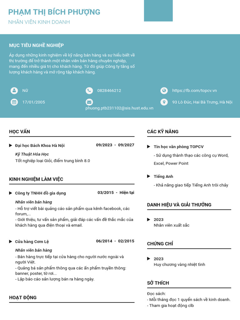 PHAM THI BICH PHUONG TopCV - VN 241024.232907 | PDF