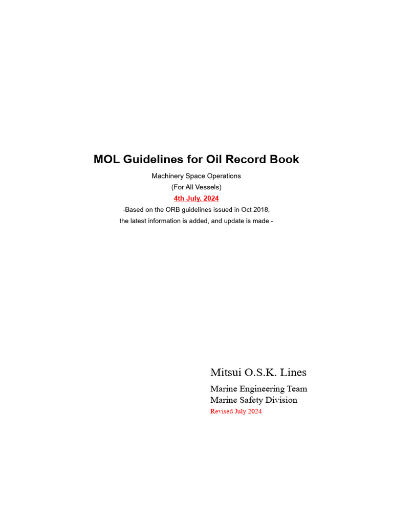 MOL Guidelines For ORB (Rev.2024 July) | PDF | Incineration