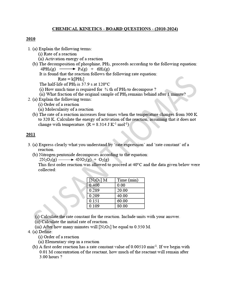 Chemical Kinetics (2010-2024) | PDF | Reaction Rate | Reaction Rate ...