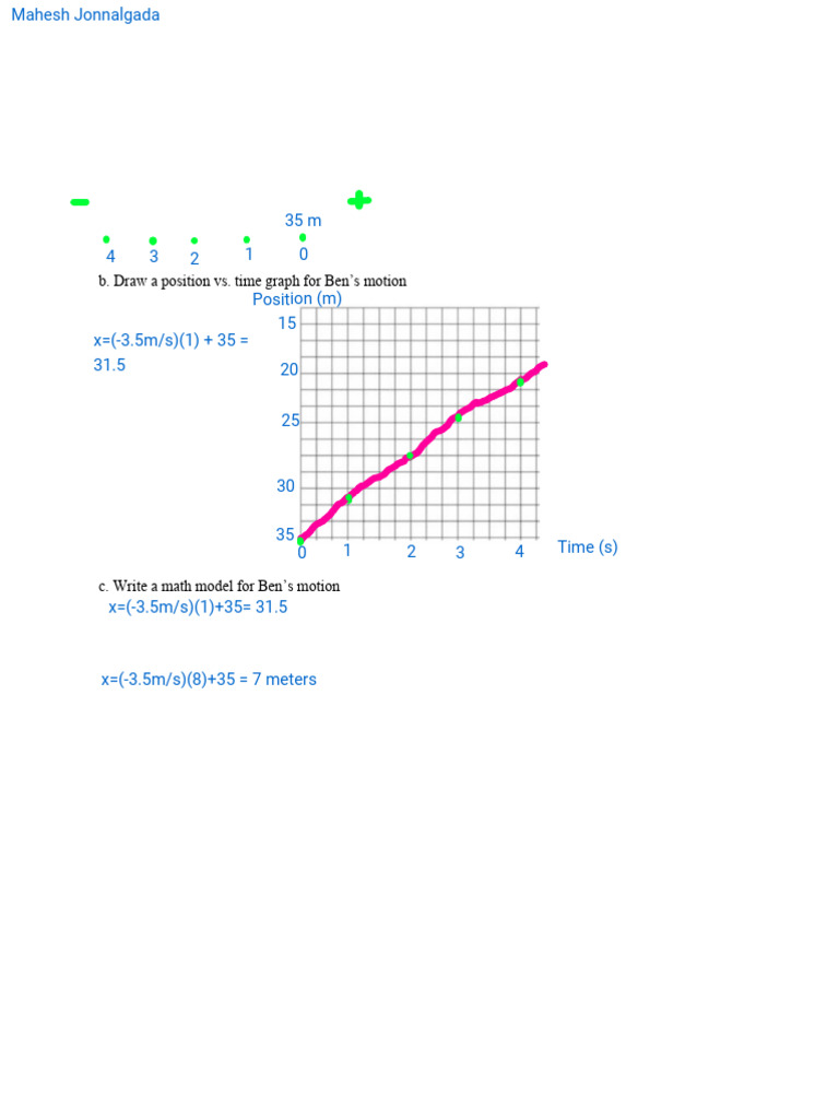 Kinematics Homework: Ben's Motion Analysis | PDF
