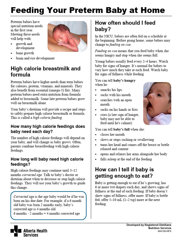 Nutrition Guide for Preterm Babies | PDF | Infants | Vitamin D