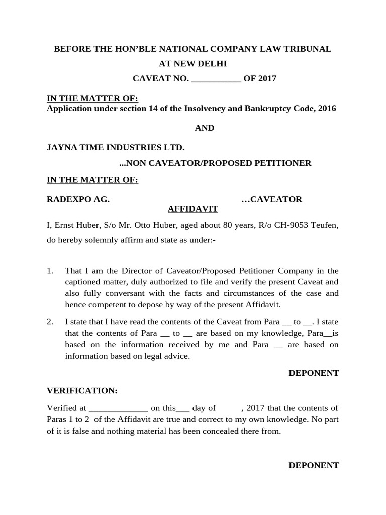 Affidavit - Caveat | PDF