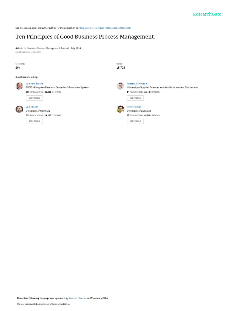 Ten Principles of Good BPM | PDF | Business Process Management ...