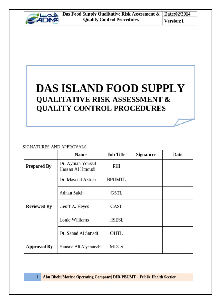 Food Safety QRA 1402141 | PDF | Risk | Hazards