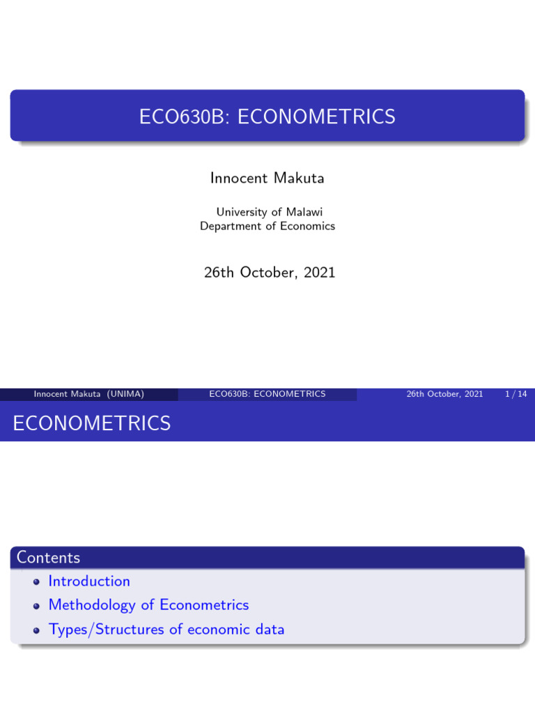 Econometrics 1 Handbook 1 | PDF | Estimator | Bias Of An Estimator