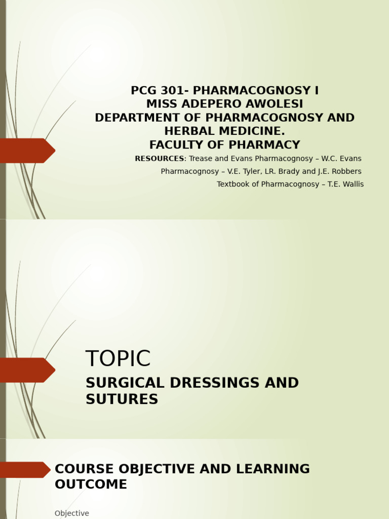 PCG 301 - S.D and Sutures | PDF | Surgical Suture | Yarn