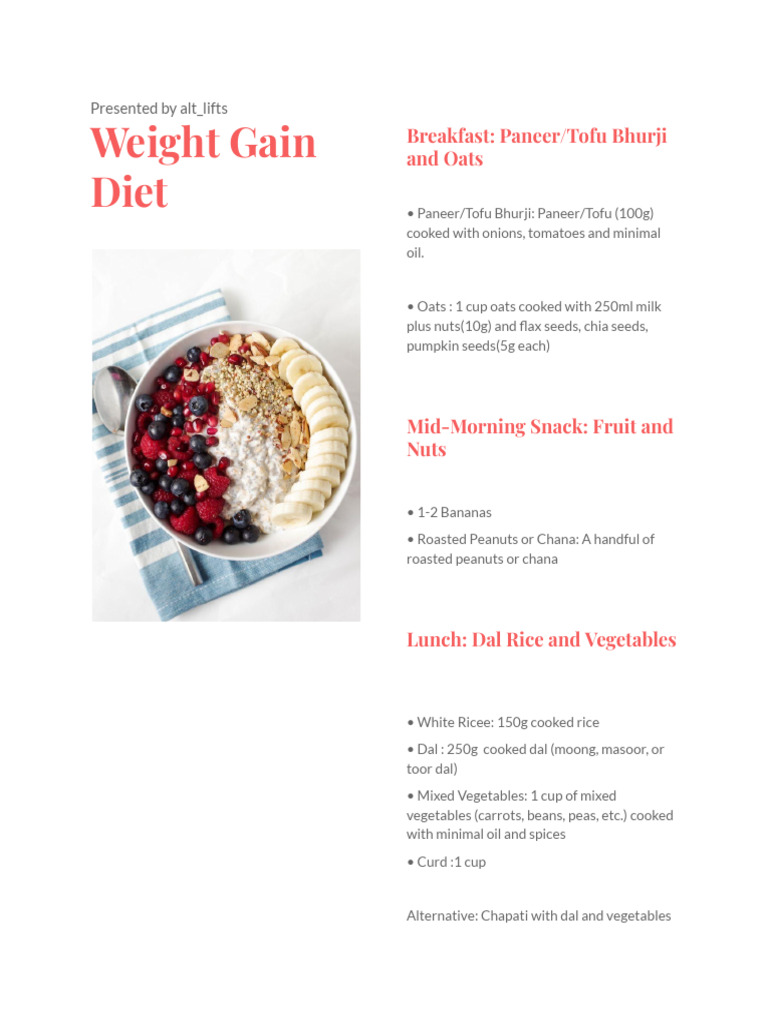 Weight Gain Meal Plan Guide | PDF | Cooking, Food & Wine