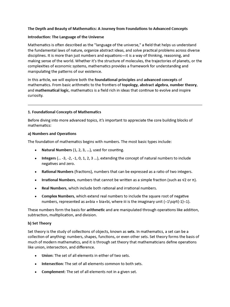 Math's Beauty: From Basics to Beyond | PDF | Mathematics | Numbers