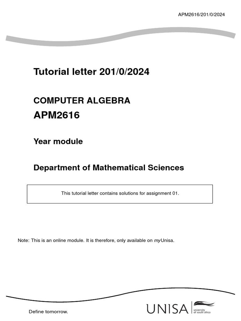 APM2616 Assignment1 2024 Solutions | PDF | Mathematical Objects | Mathematics