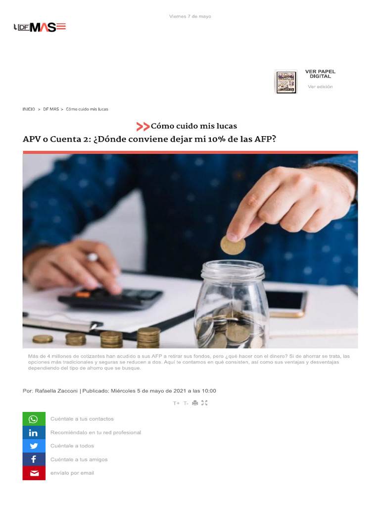APV o Cuenta 2 - ¿Dónde Conviene Dejar Mi 10% de Las AFP? Chile Fondo Pensiones Chile? | PDF