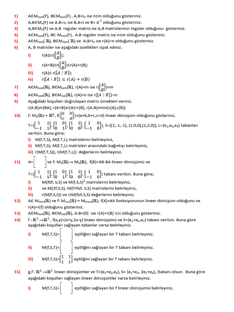 Lineer - Cebir-II 1.ödev | PDF