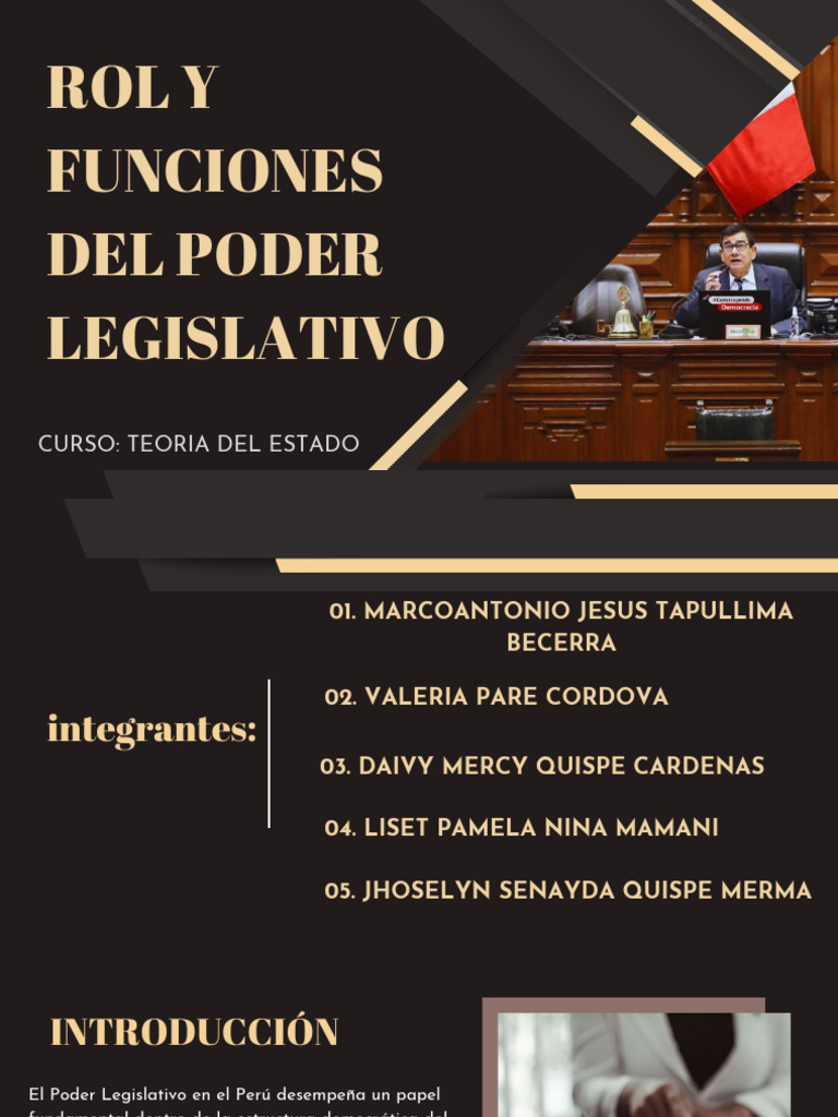 Diapositivas Poder Legislativo Rol y Funciones - Compressed | PDF | Derecho laboral | Gobierno
