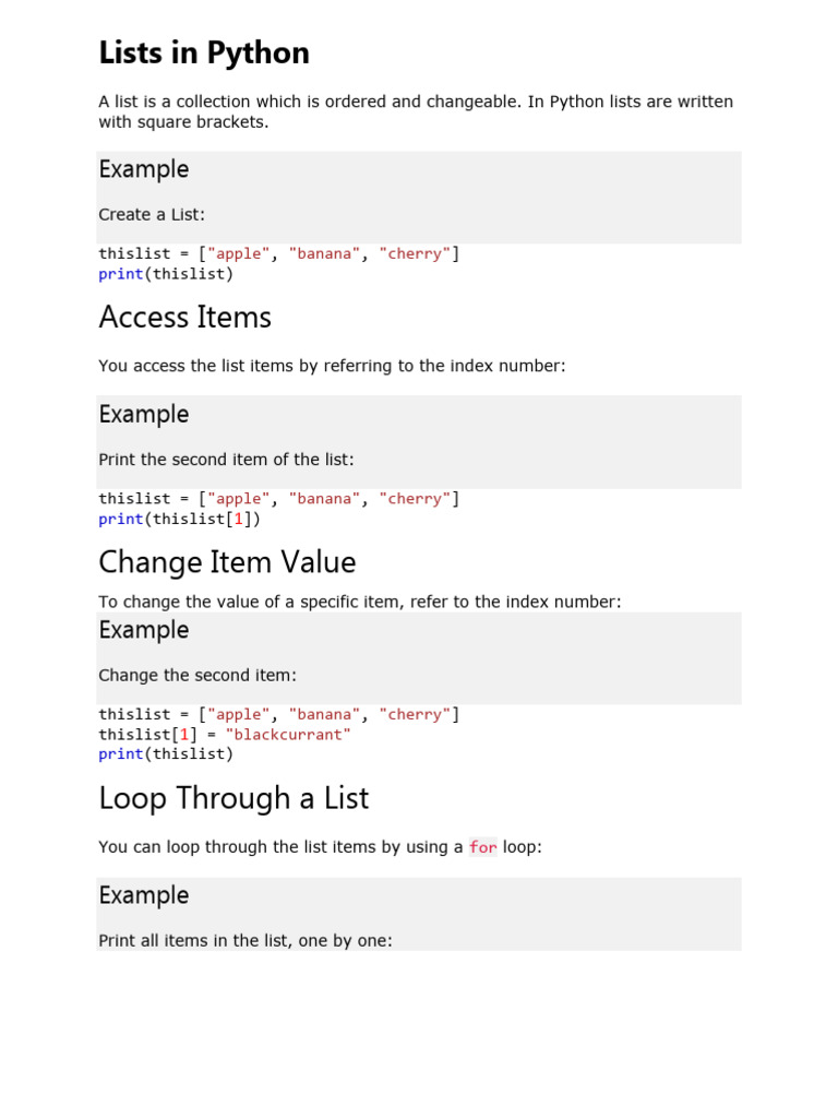Lists in Python | PDF | Constructor (Object Oriented Programming ... Lists in Python | PDF | Constructor (Object Oriented Programming ...