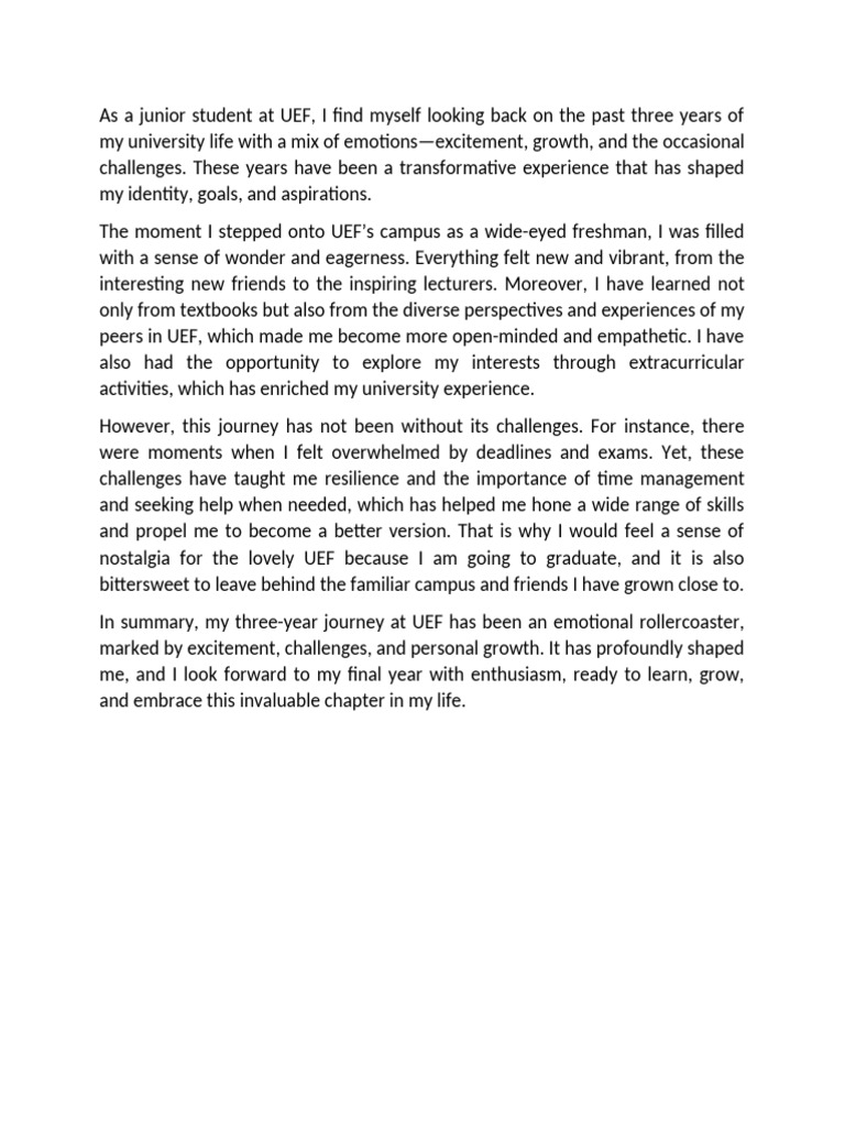 As A Junior Student at UEF | PDF