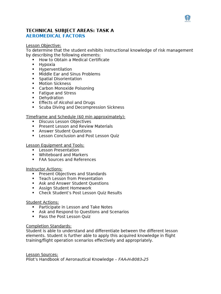 Task A - Aeromedical Factors | PDF | Science & Mathematics