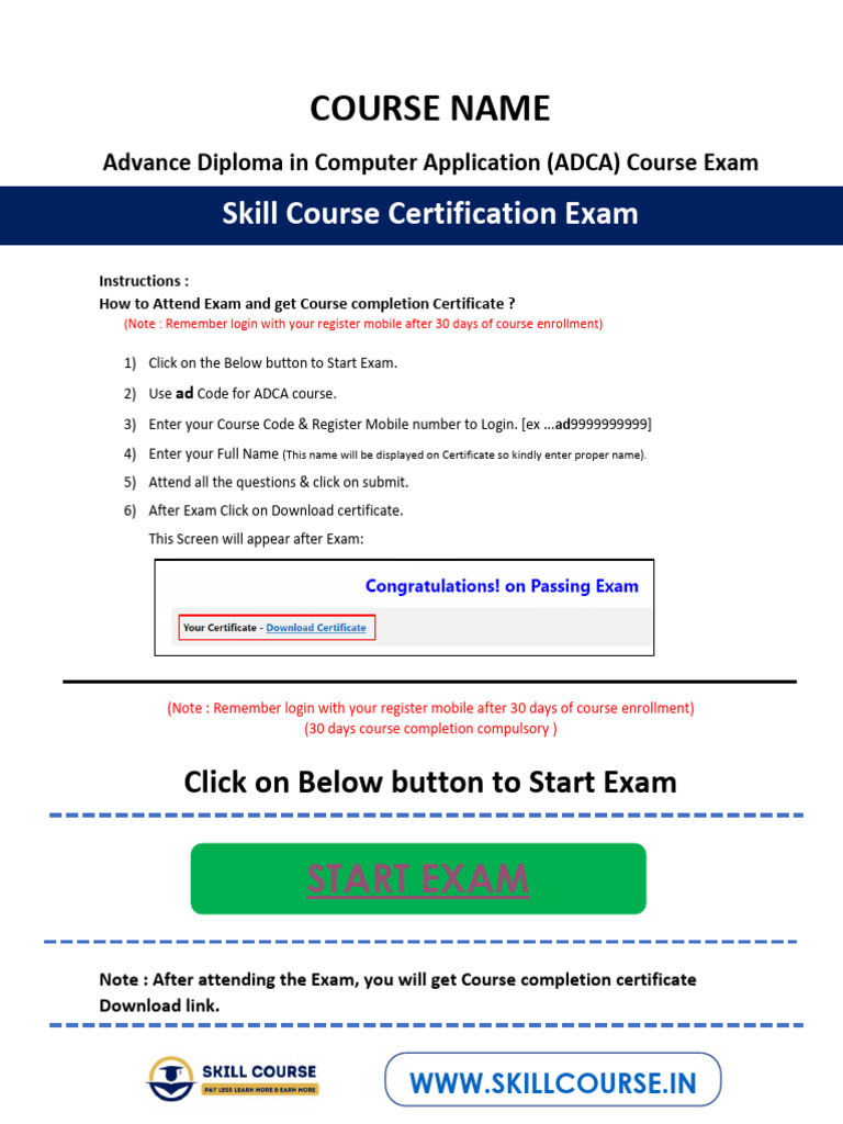 1037 Advance Diploma in Computer Application Exam For Certificati | PDF | Computers