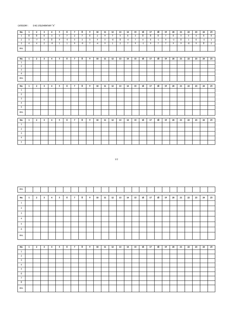 Abacus Worksheet Questions | PDF