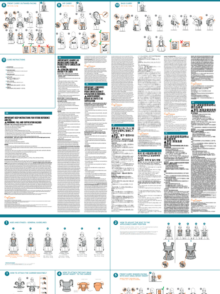 Hip Carry Front Carry Outward-Facing Back Carry: Min. 17.2 Lbs / 7.8 KG ...