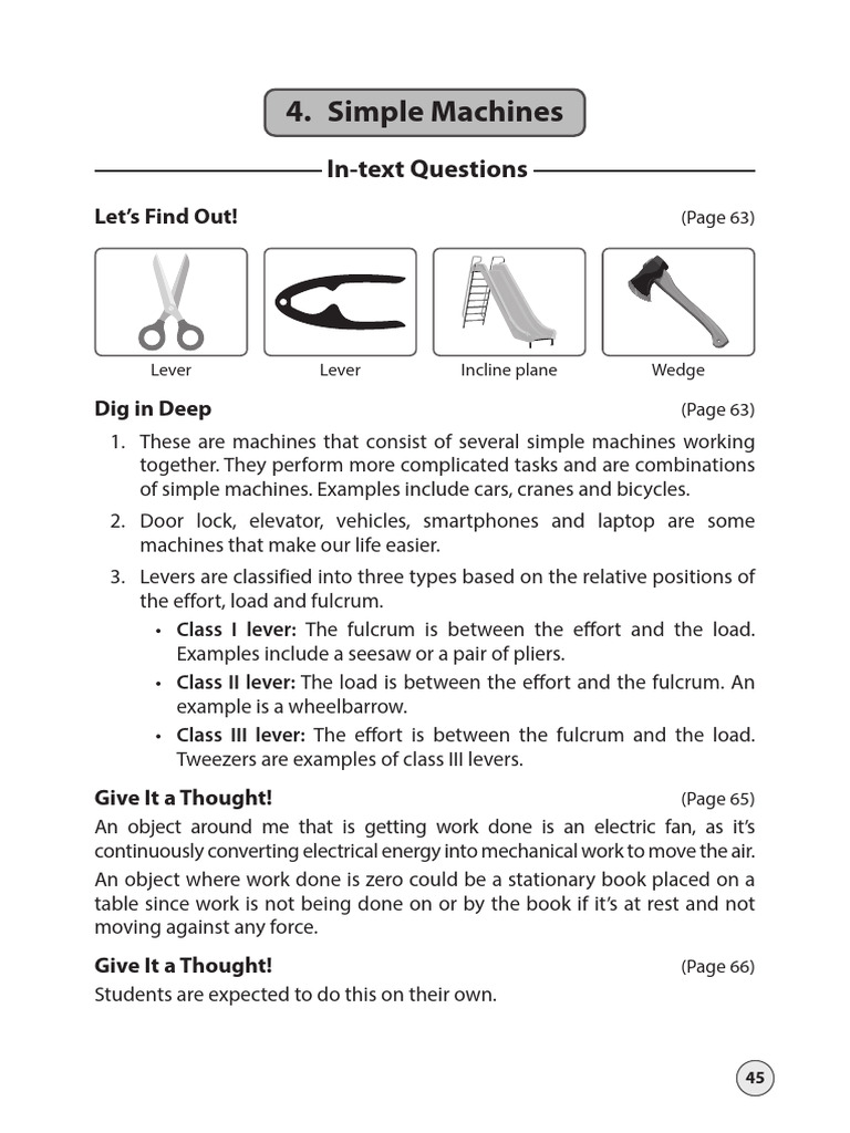 Grade 6 Physics Chp-4 Simple Machines | PDF | Lever | Machines