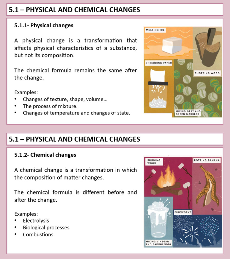 Physical vs. Chemical Changes | PDF