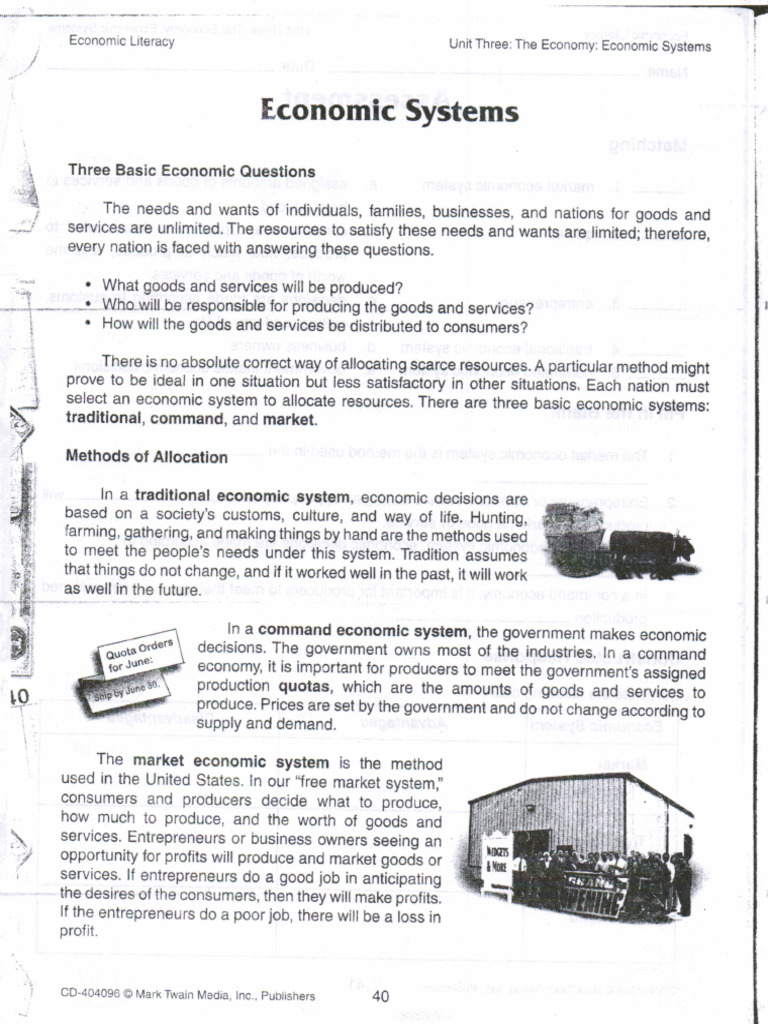 Economic Systems Homework | PDF