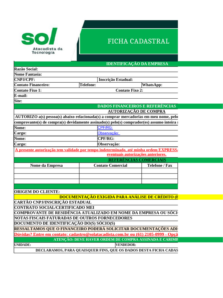 Ficha Cadastral | PDF