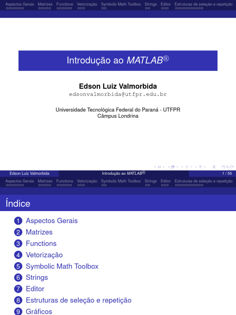 Curso Introdutorio MATLAB | PDF | Matlab | Matriz (Matemática)