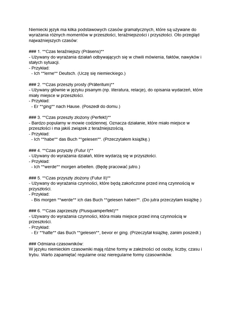 Czasy Niemiecki | PDF