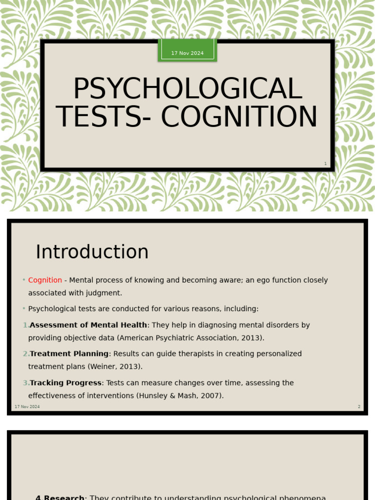 cognition tests | PDF | Dementia | Mental Disorder