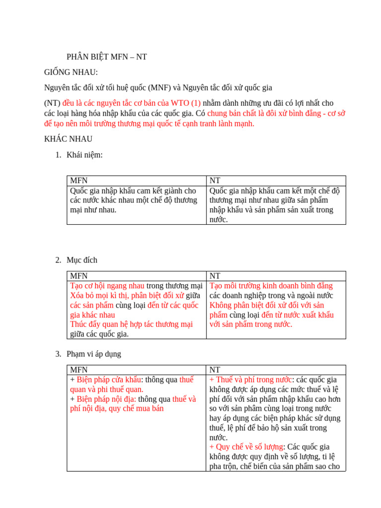 MFN Và NT | PDF
