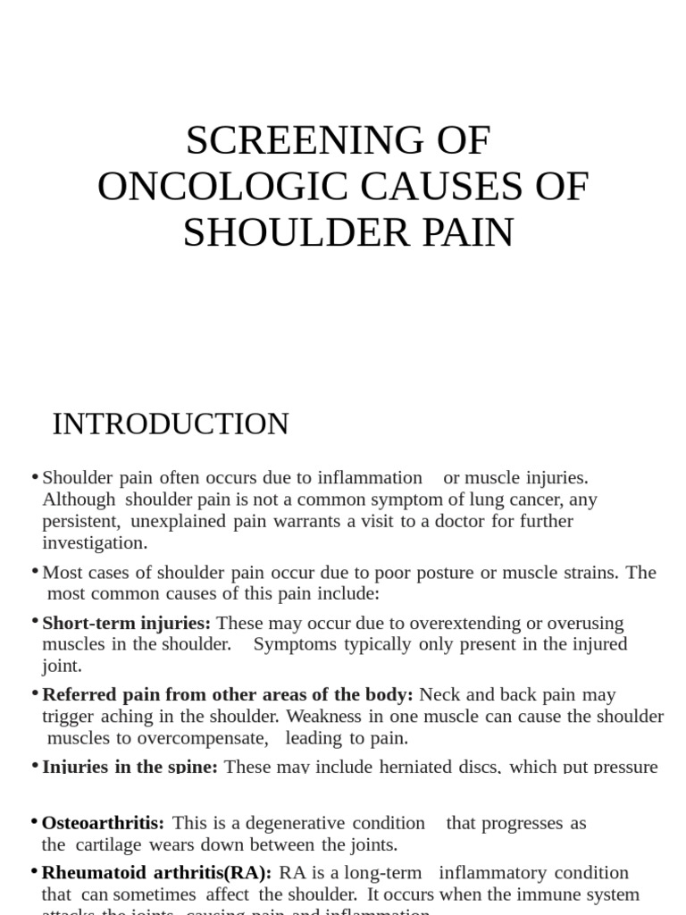 Oncologic Causes of Shoulder Pain | PDF | Infection | Serology