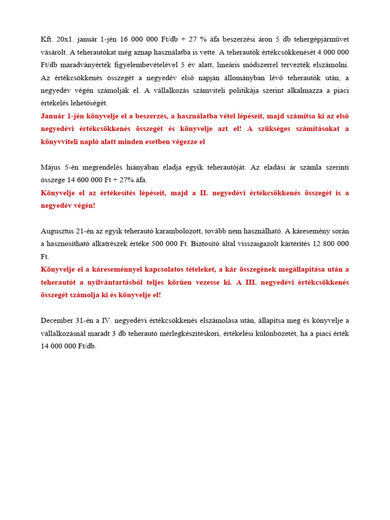 Tárgyi Eszközök Állományváltozása - Komplex Feladatsor | PDF