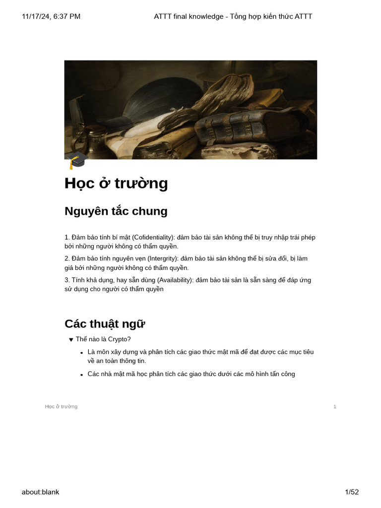 ATTT final knowledge - Tổng hợp kiến thức ATTT | PDF