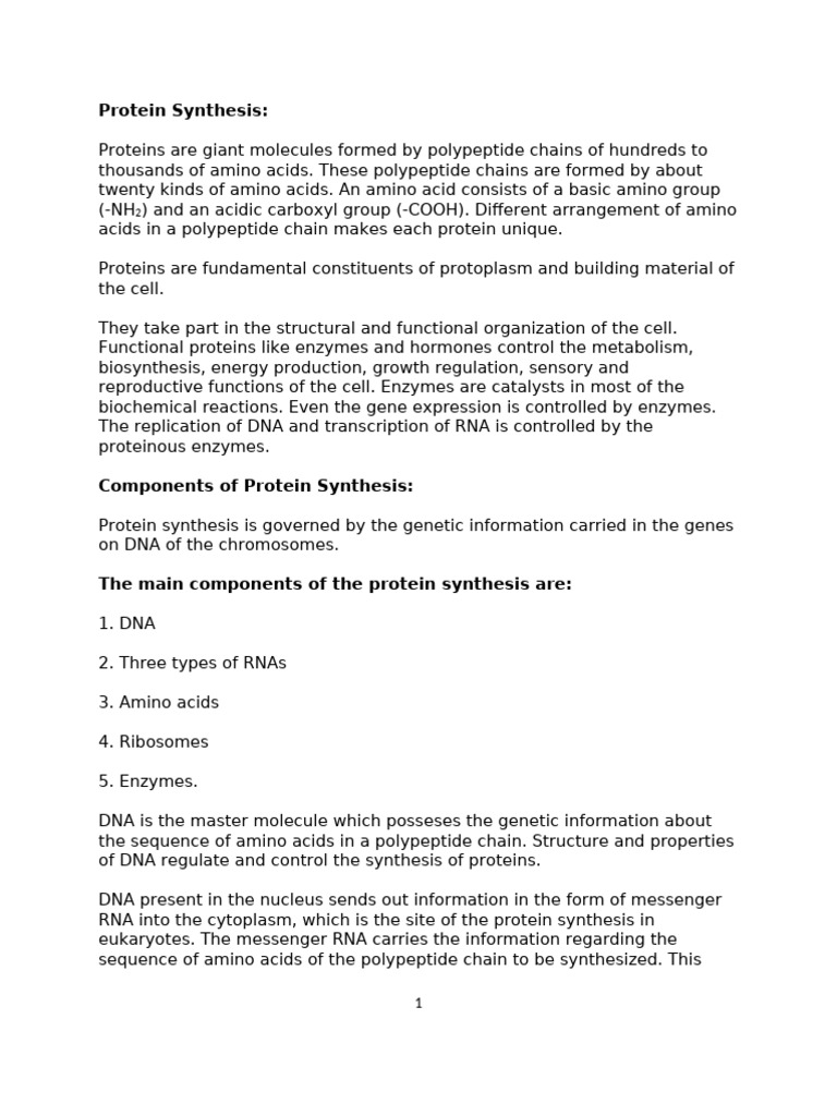 Protein Synthesis | PDF | Translation (Biology) | Ribosome